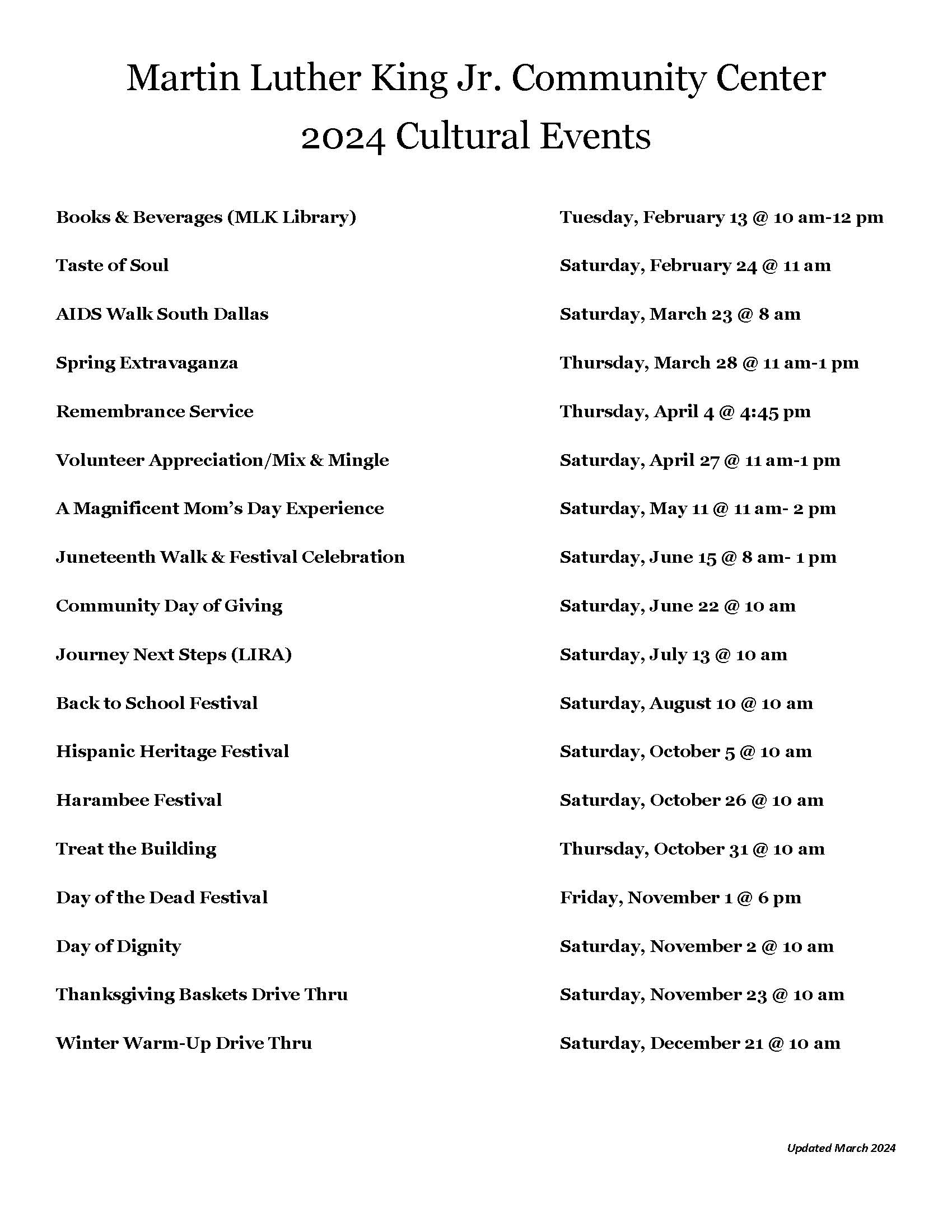 2024 MLK Community Cultural Events (Updated) | The Martin Luther King ...