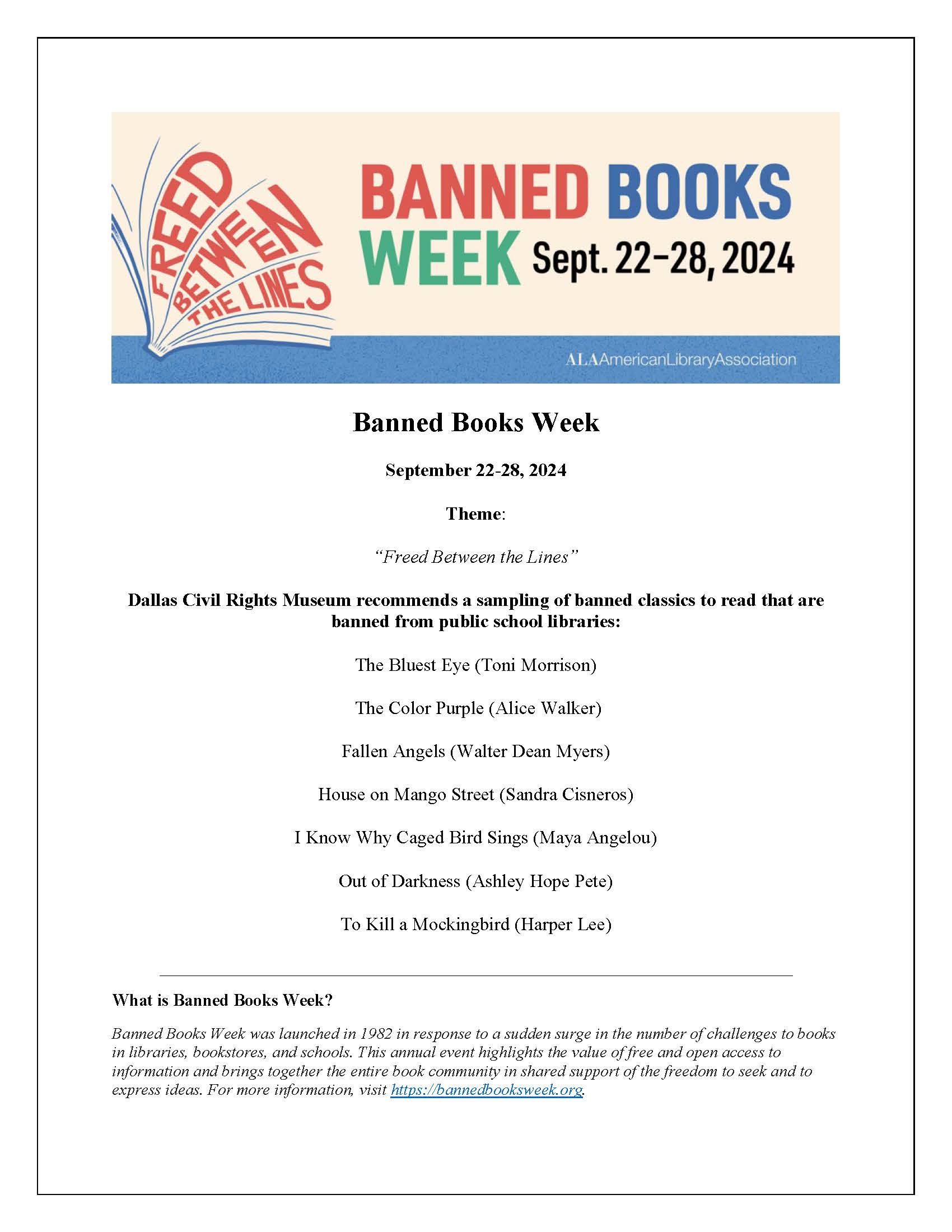 2024 Banned Books Week | The Martin Luther King, Jr. Community Center