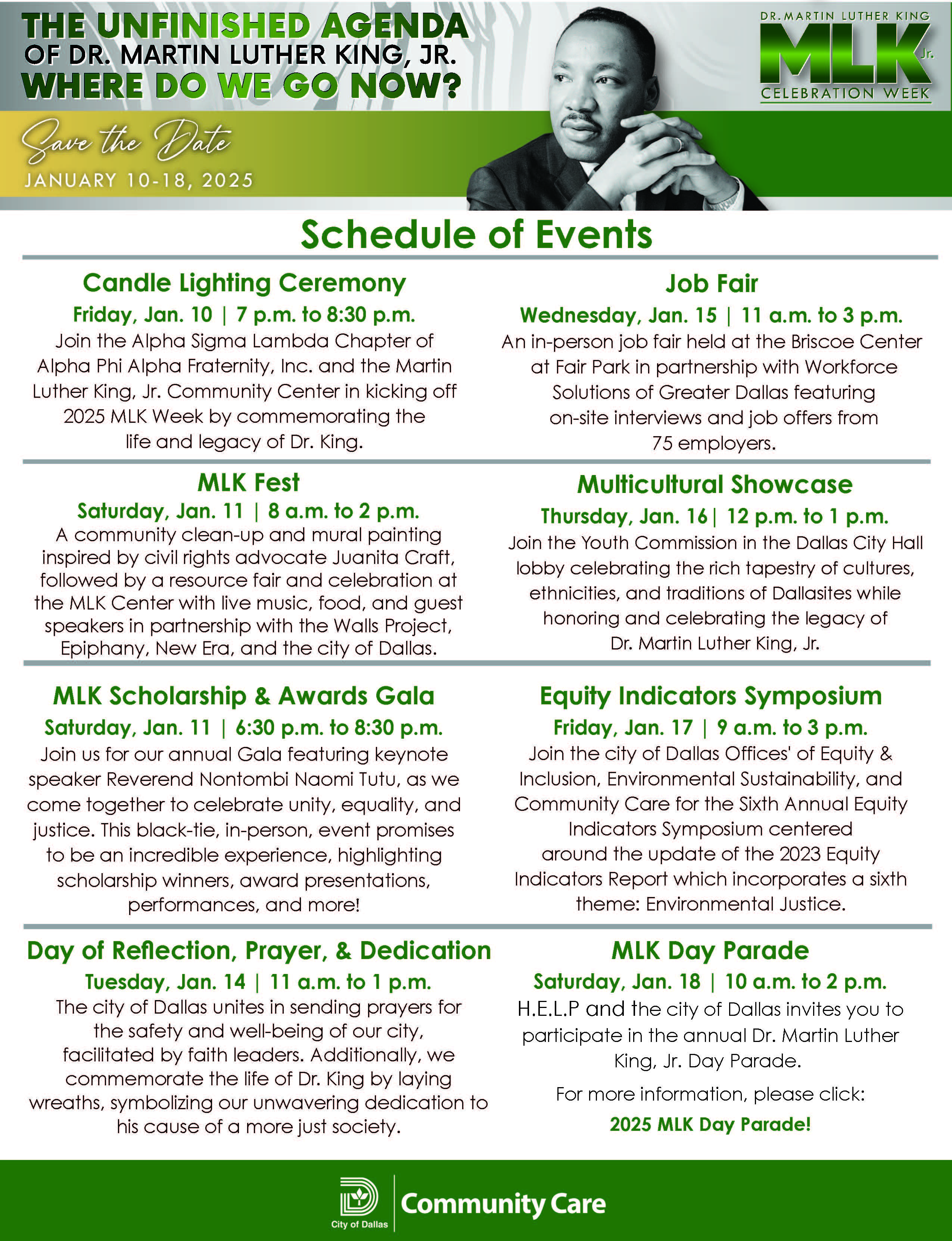 2025 MLK Celebration Week: The Unfinished Agenda of Dr. Martin Luther ...